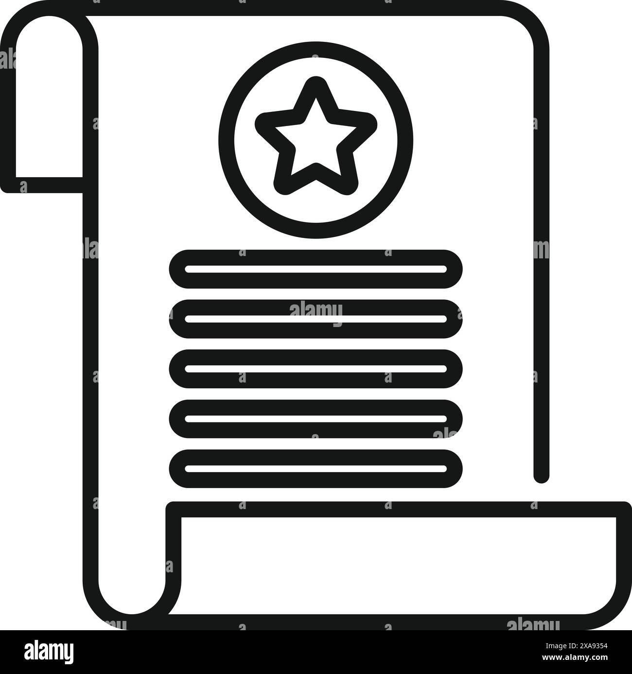 Representing success, a scroll containing lines of text is marked with ...