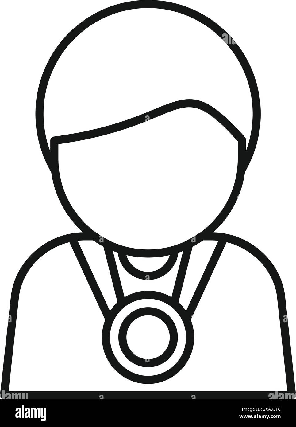 Simple line drawing showing a person wearing a medal for their ...