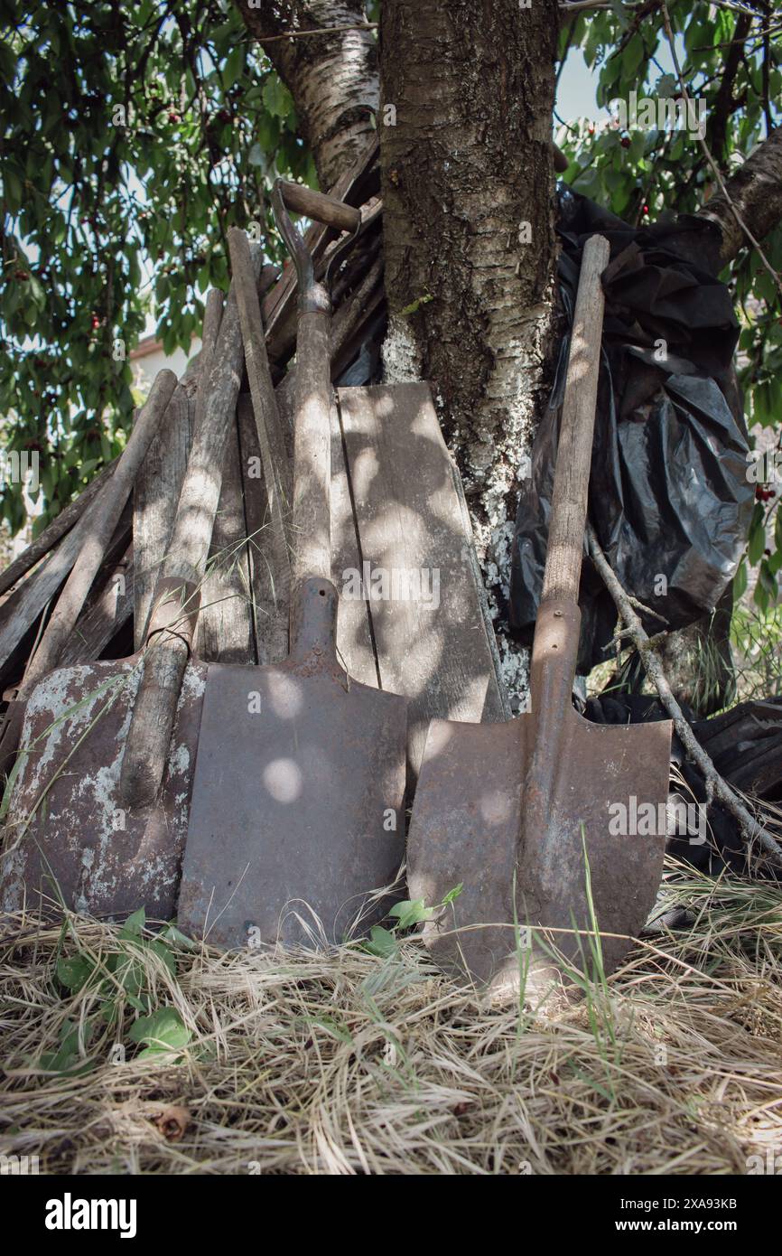 Old rusty farm tools hi-res stock photography and images - Alamy