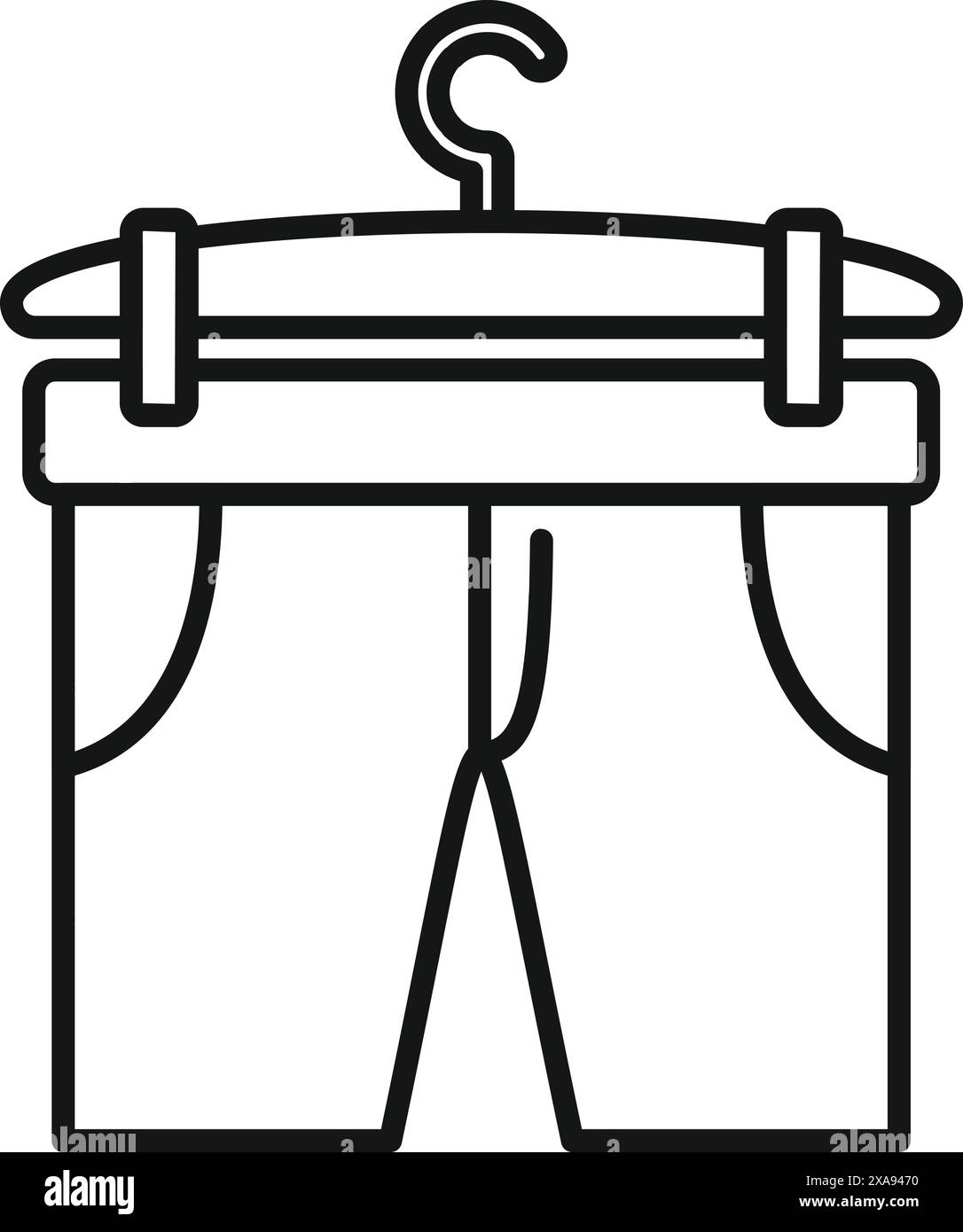 Simple icon of pants on a hanger, representing the retail clothing ...