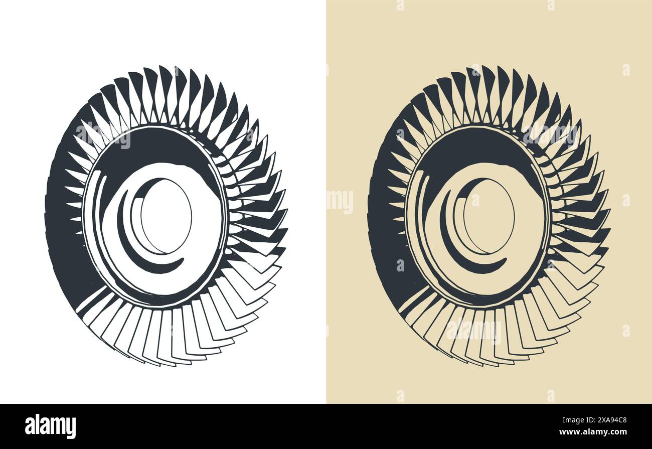 Stylized vector illustration of engine compressor blisk Stock Vector ...