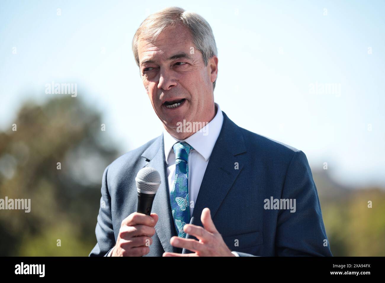 Tempe, Arizona, USA - Oct 27 2020: Nigel Farage speaking at a public ...