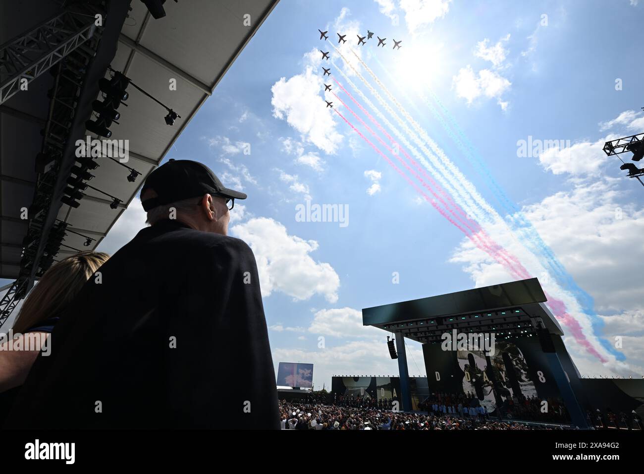 The Red Arrows perform a fly-past during the UK's national ...
