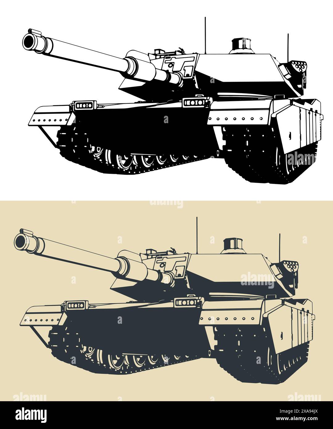 Stylized vector illustrations of a M1 Abrams tank Stock Vector Image ...
