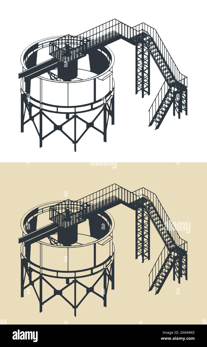 Stylized vector illustrations of mining thickener tank Stock Vector ...