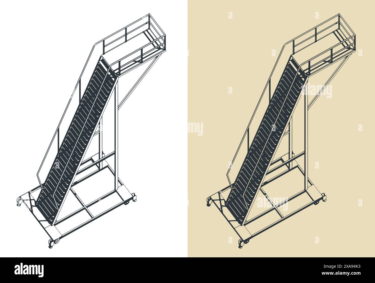 Stylized vector illustrations of a mobile work platform Stock Vector ...
