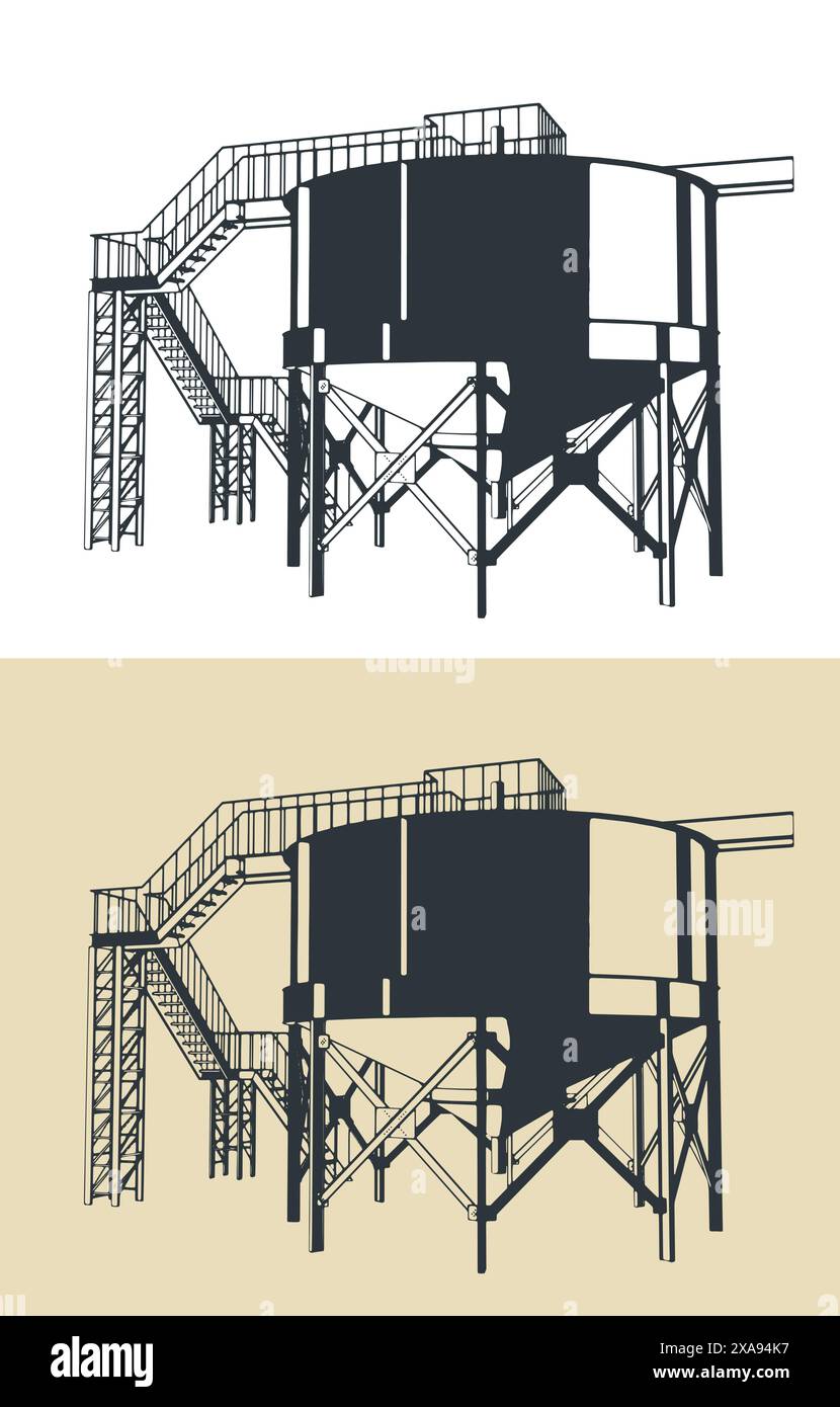 Stylized vector illustrations of mining thickener tank Stock Vector ...
