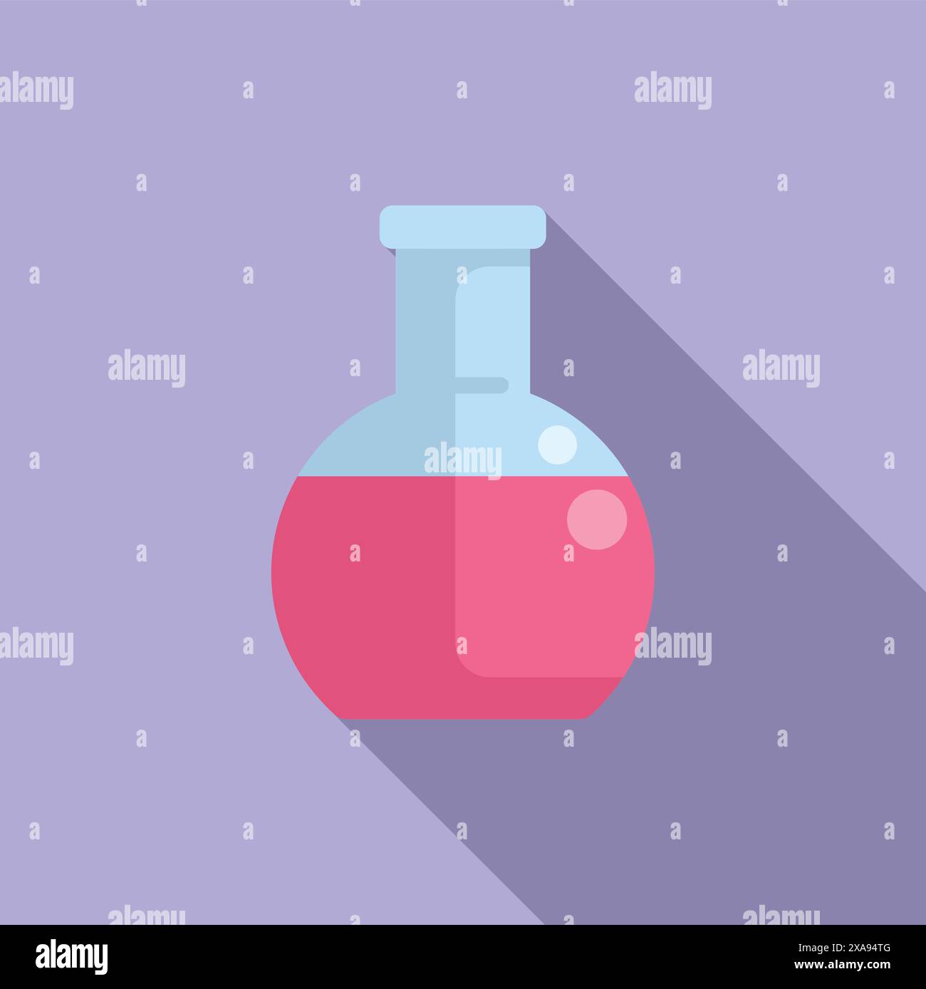 Laboratory glass flask containing colorful liquid for chemical ...