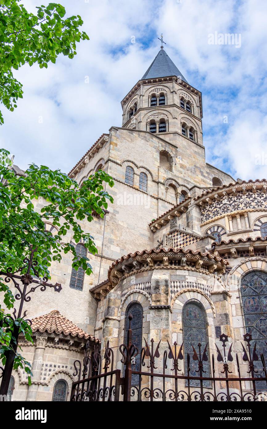 Exterior view of the Notre-Dame-du-Port Basilica, a Romanesque-style ...