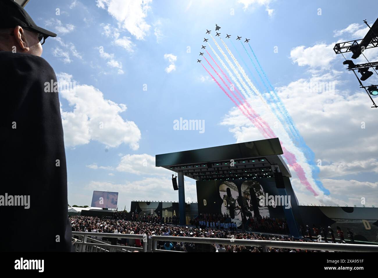 The Red Arrows perform a fly-past during the UK's national ...