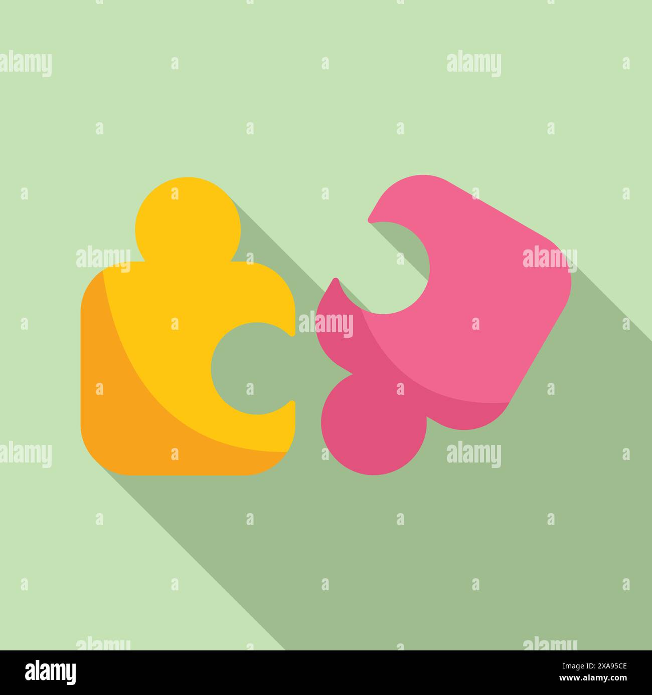 Conceptual illustration depicting two puzzle pieces coming together ...