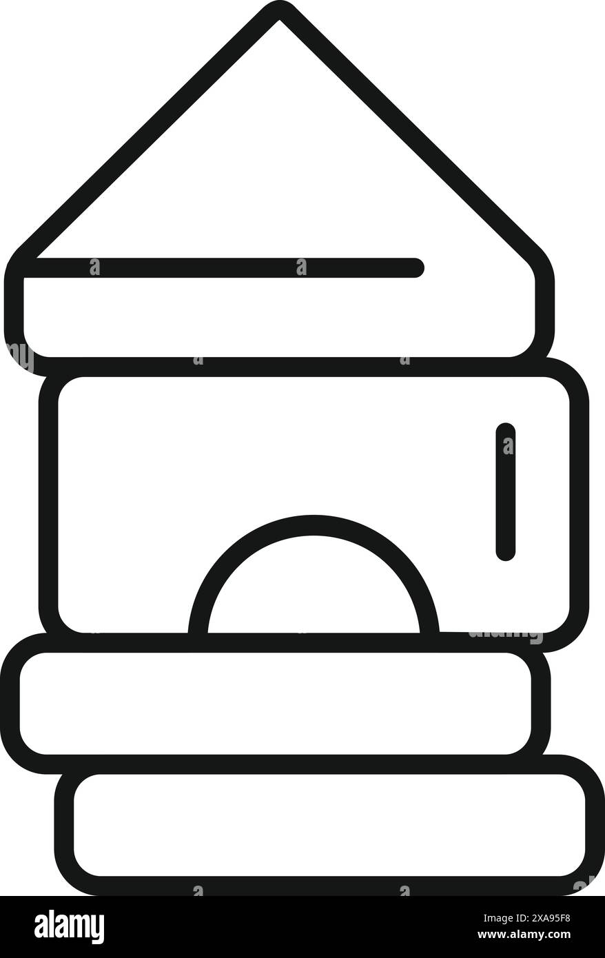 Simple illustration of building blocks forming a toy house, sparking ...