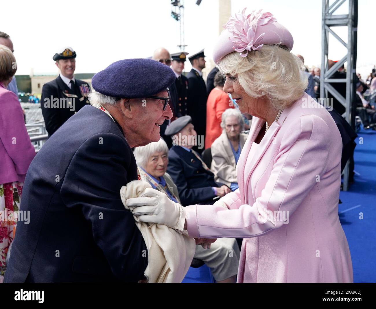 Queen Camilla meets D-Day veteran Eric Bateman following the UK's ...