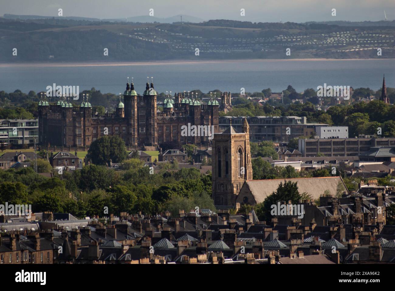 Edinburgh, Scotland; 06-20-2020: Donaldson’s College building, with St ...