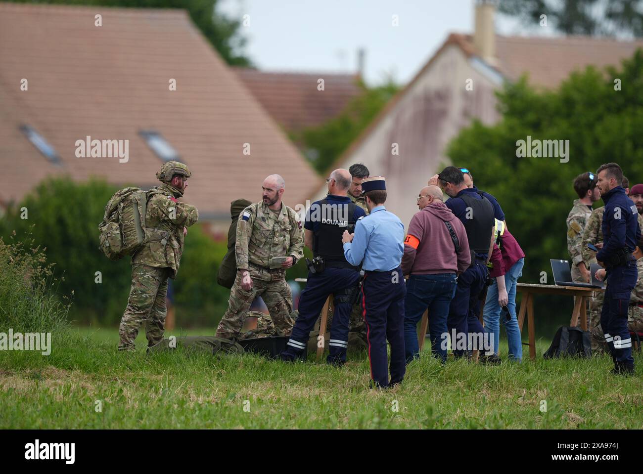Military personnel at a security checkpoint as members of the British ...