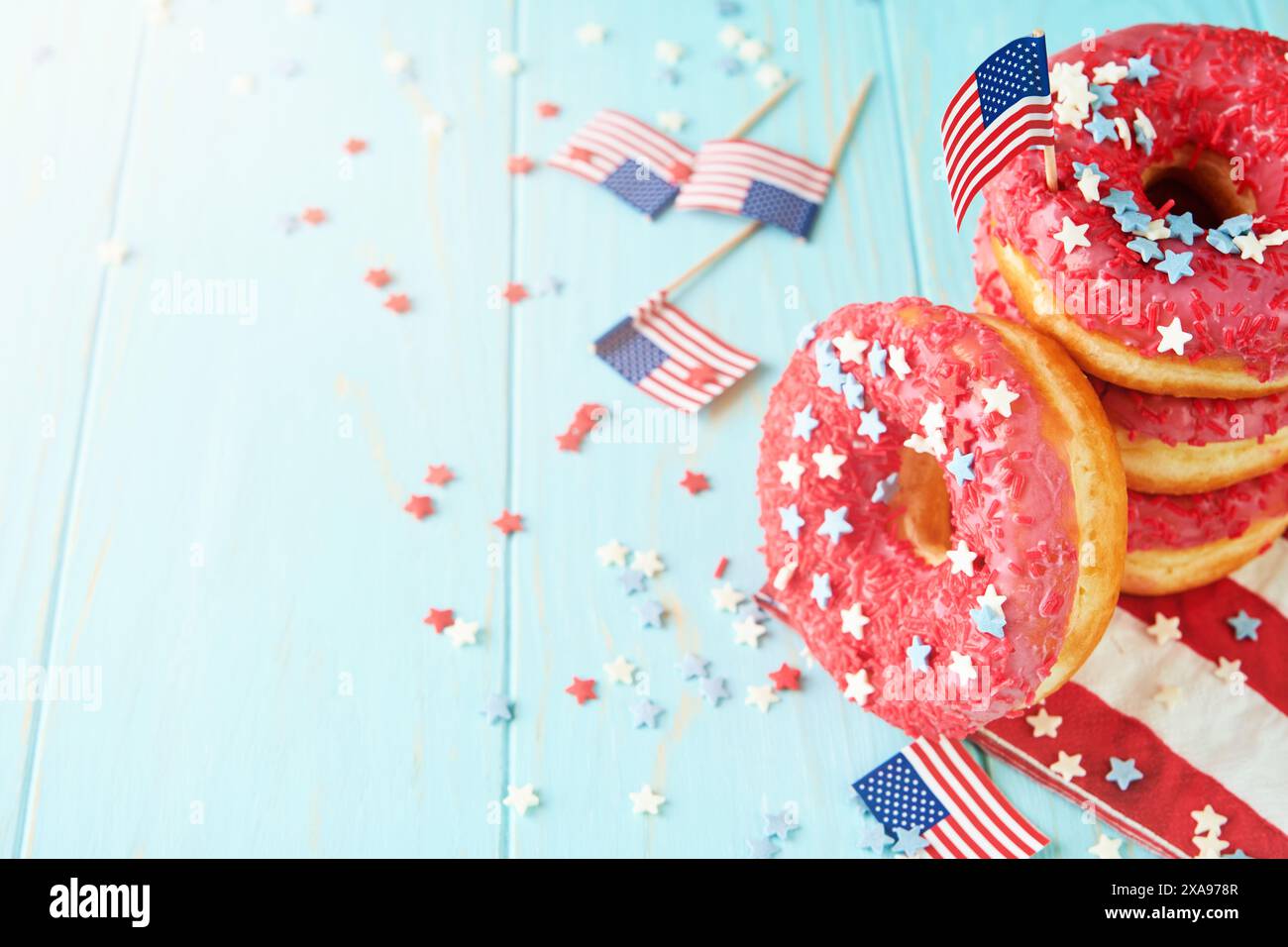 Patriotic sweet donuts 4th july with american flag. Delicious american ...