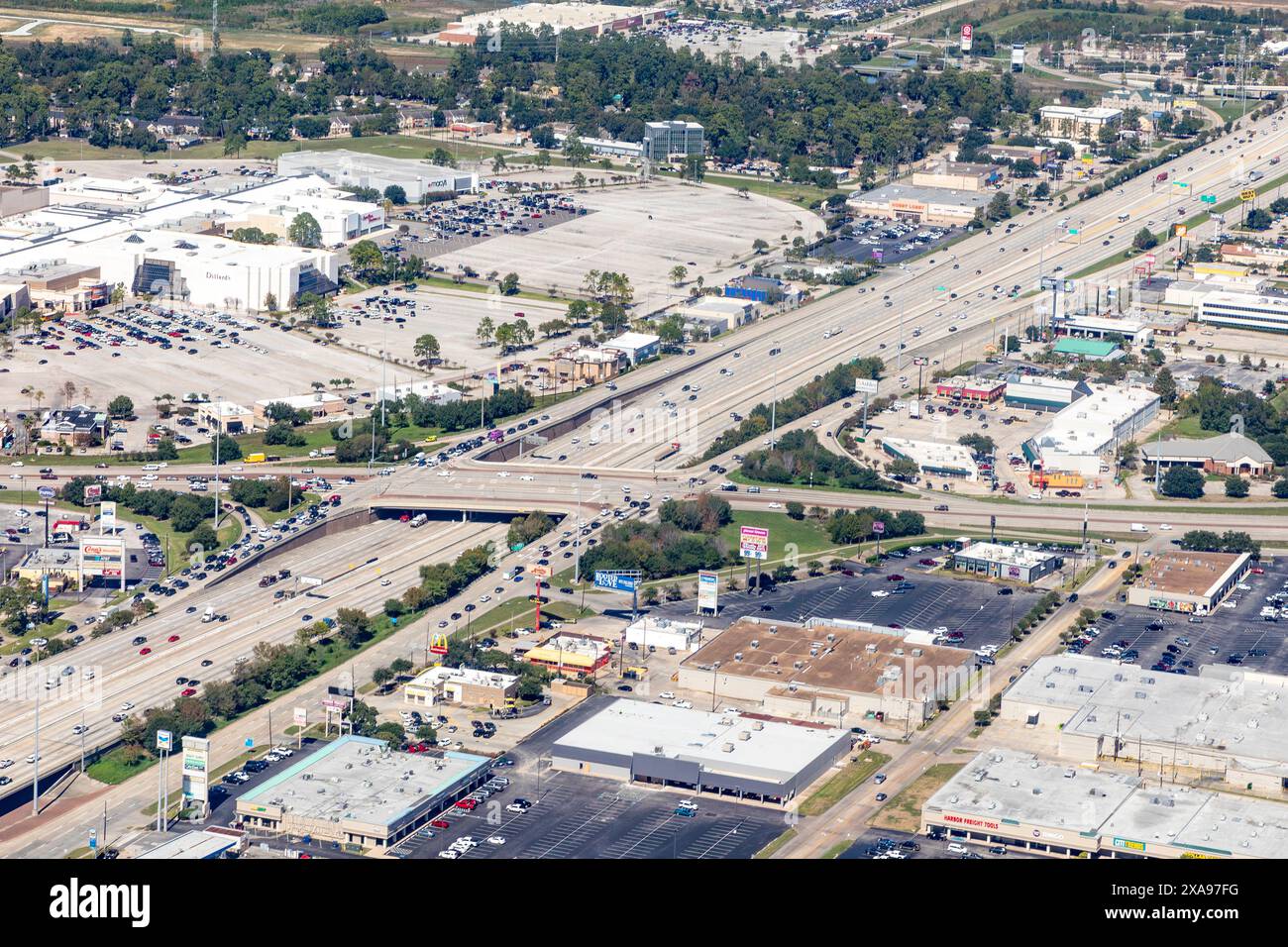 Houston, USA - October 20, 2023: scenic aerial of urban landscape with ...