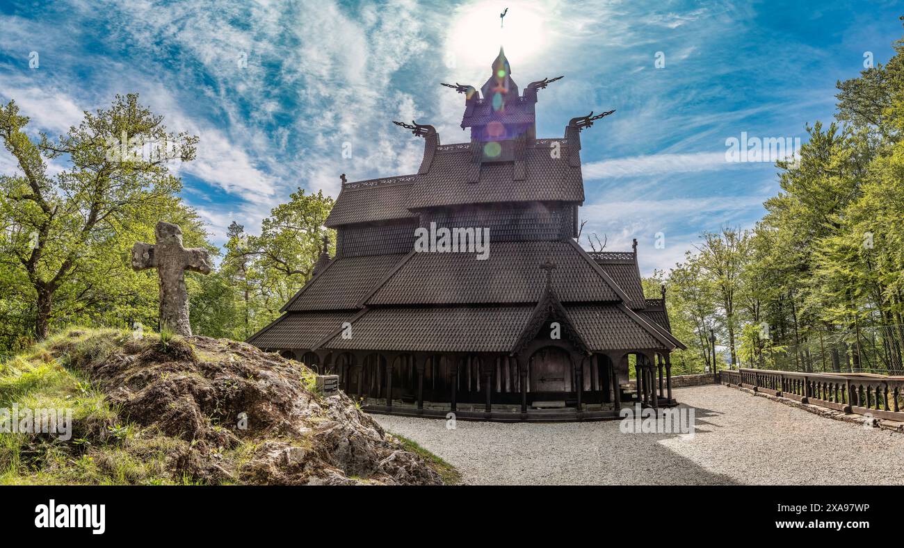 Fantoft stave church in Paradis, Bergen Norway Stock Photo - Alamy