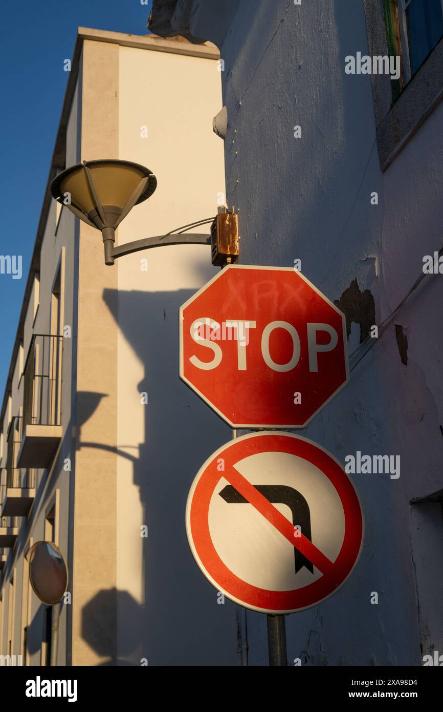 Traffic signs in Lagos which is a town in southern Portugal's Algarve ...