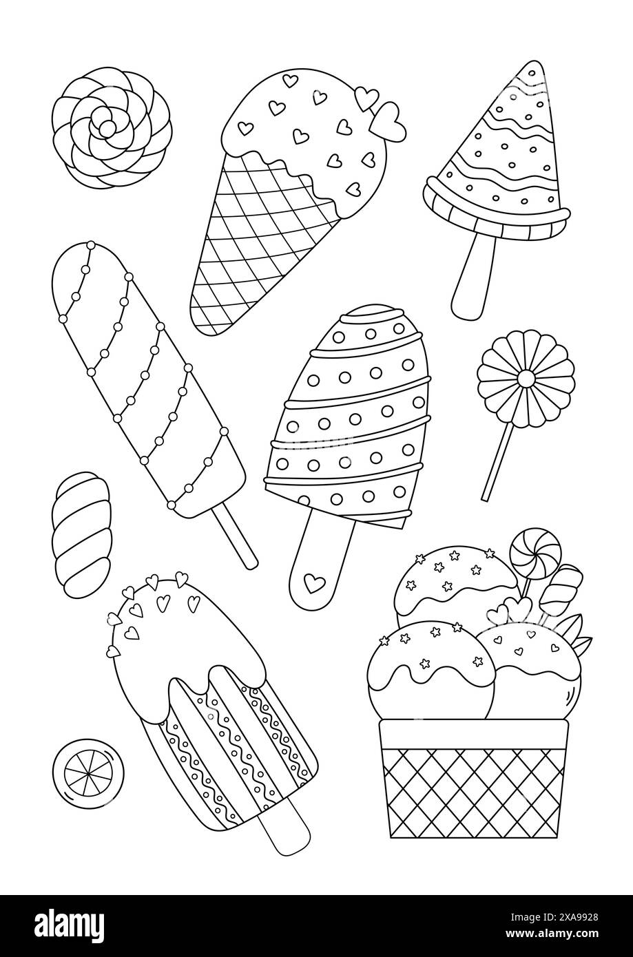 Coloring Page - A Set Of Illustrations With Beautifully Decorated Ice ...