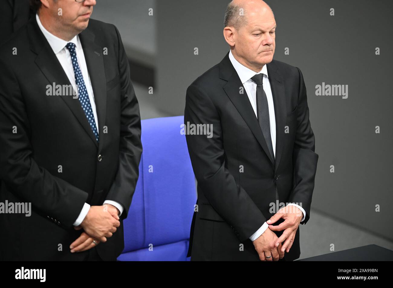 05 June 2024, Berlin: Federal Chancellor Olaf Scholz (SPD) commemorates ...