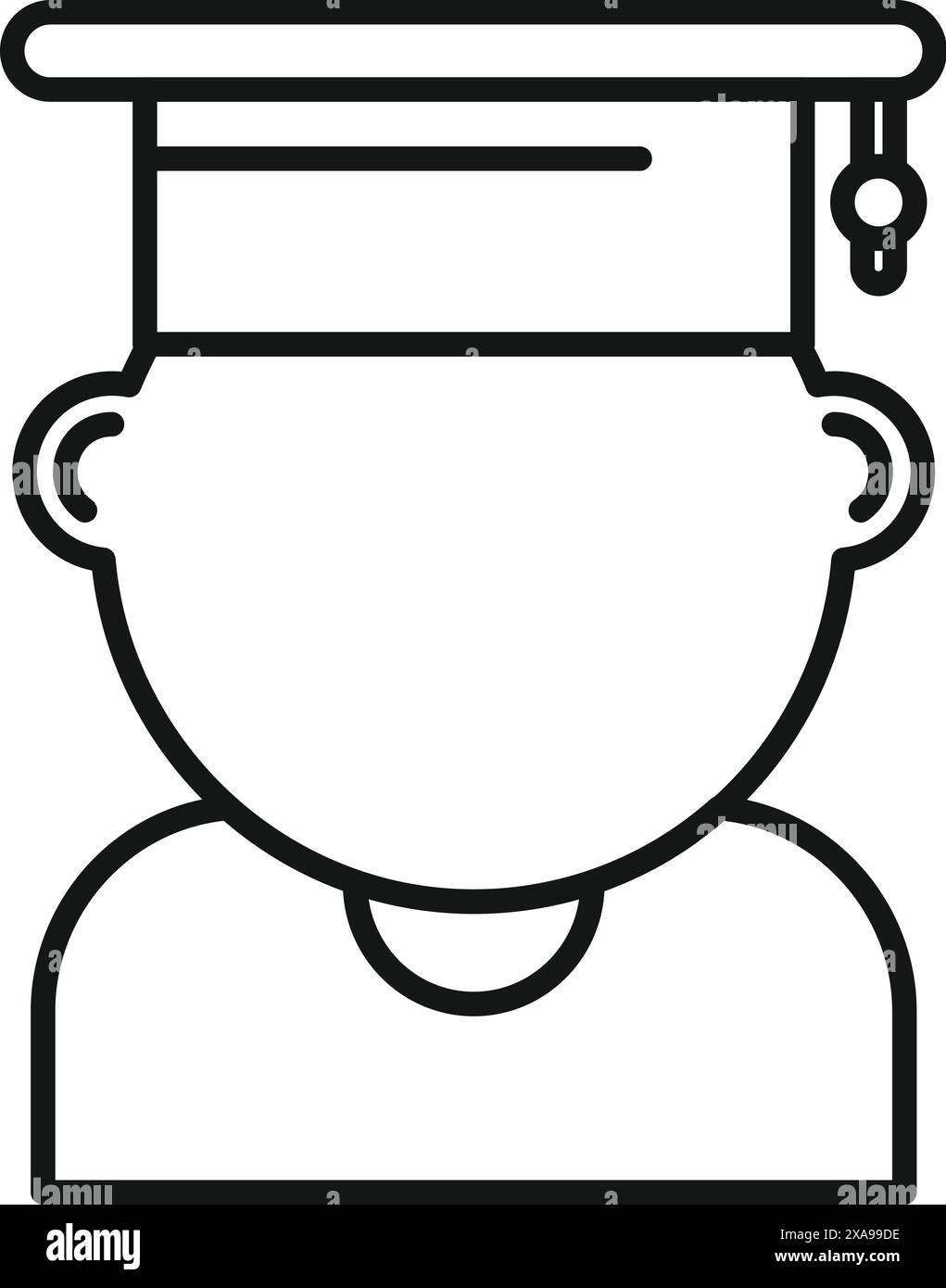 Simple line drawing of a graduate student wearing a cap, symbolizing ...