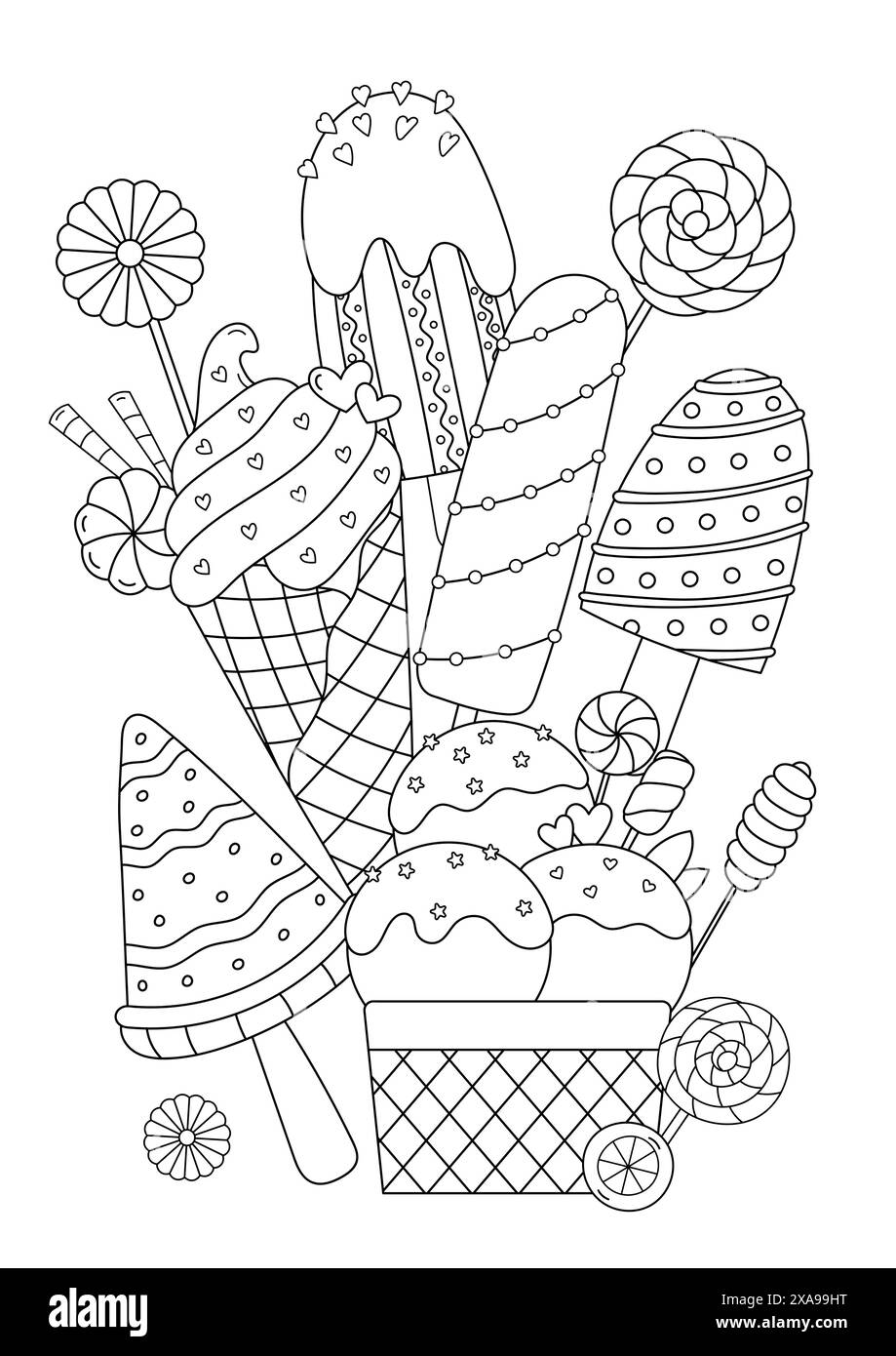 Coloring Page - A Set Of Illustrations With Beautifully Decorated Ice ...