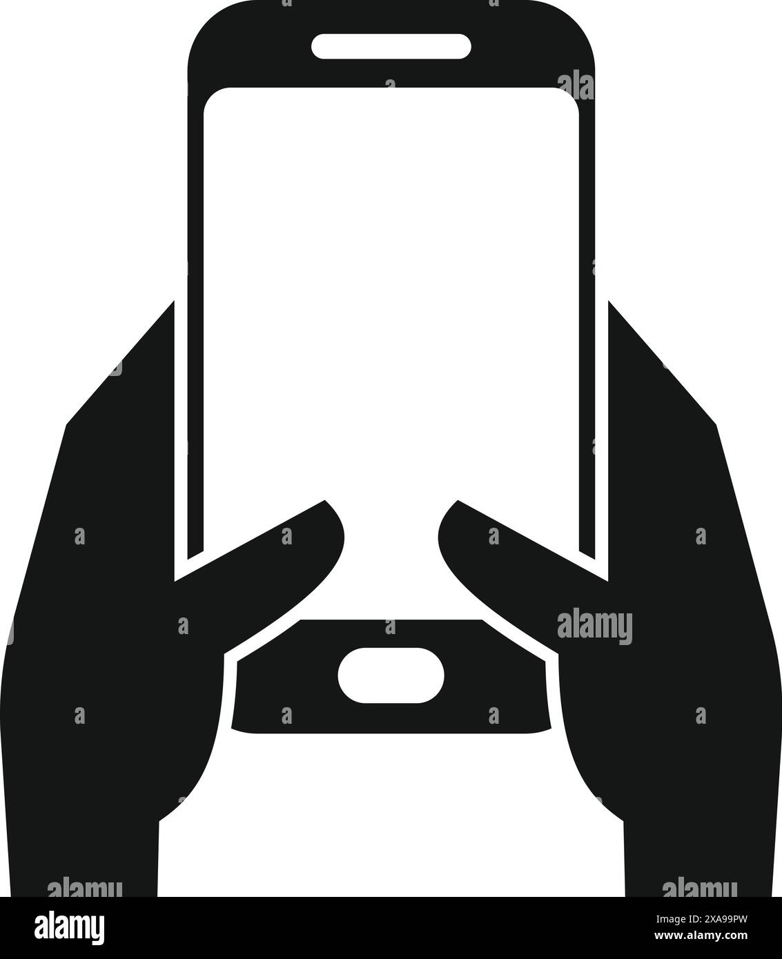 Smartphone being held vertically by two hands, representing mobile ...