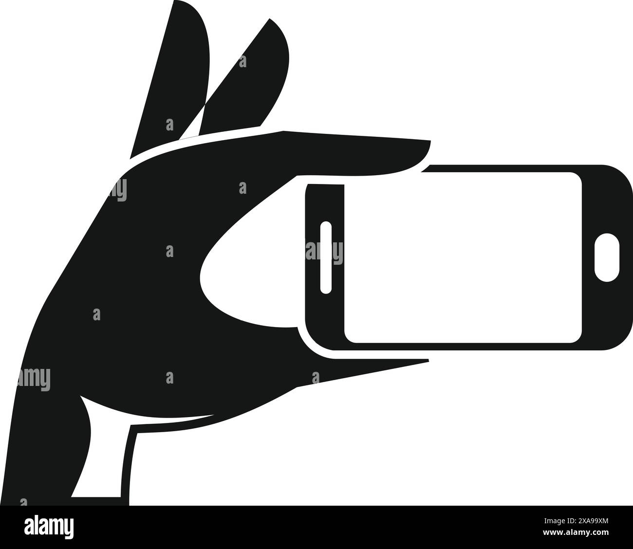 Hand is holding a smartphone horizontally, taking a picture Stock ...