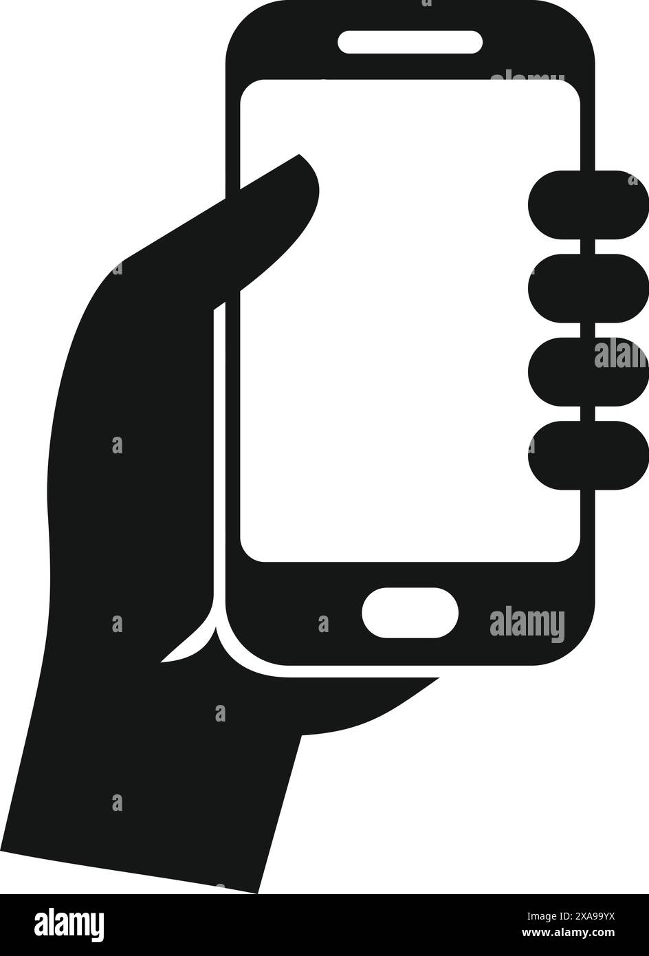 Hand is using a smartphone, scrolling with their thumb Stock Vector ...