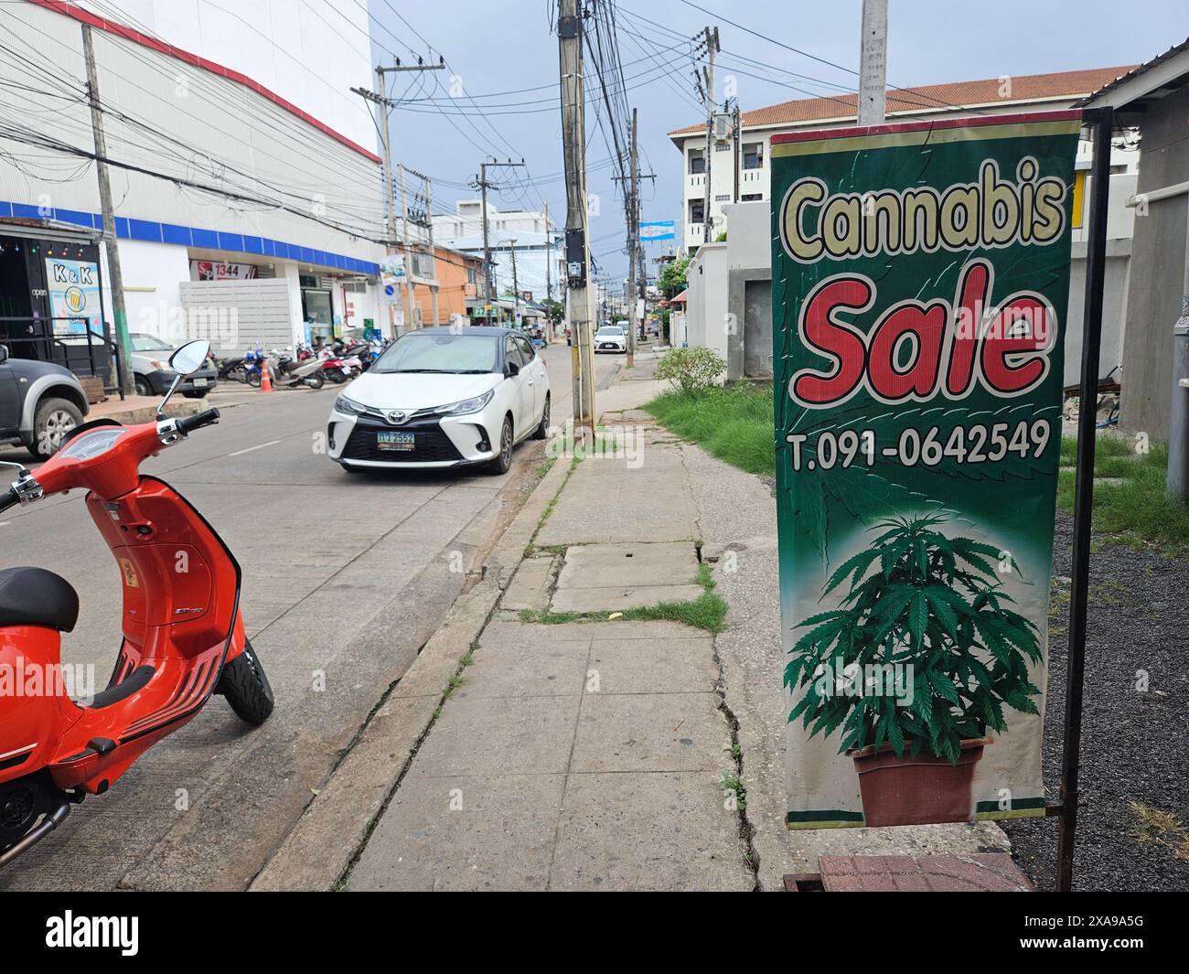 Udon Thani, Thailand - 05-06-2024: 3: Cannabis shop sign on street in ...