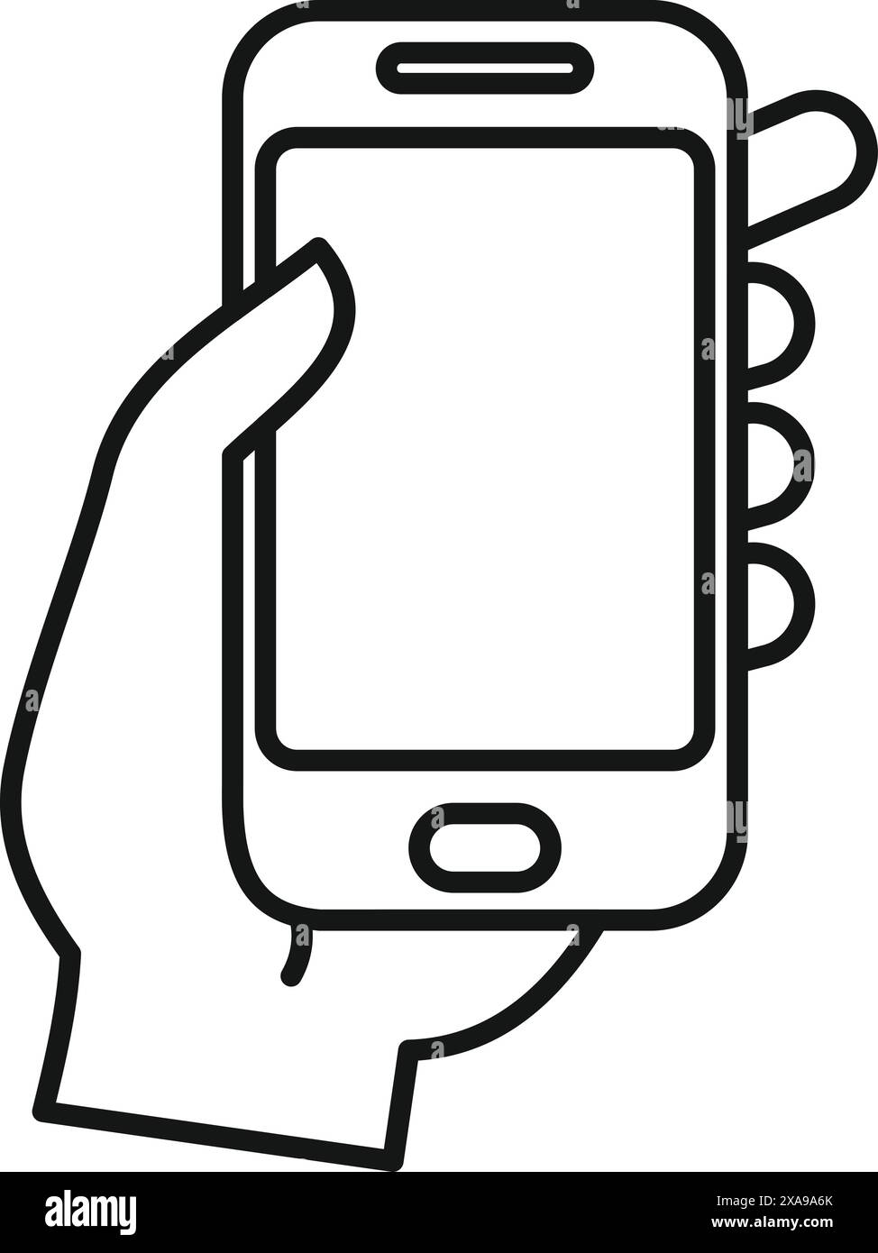 Hand scrolling phone on background Cut Out Stock Images & Pictures - Alamy