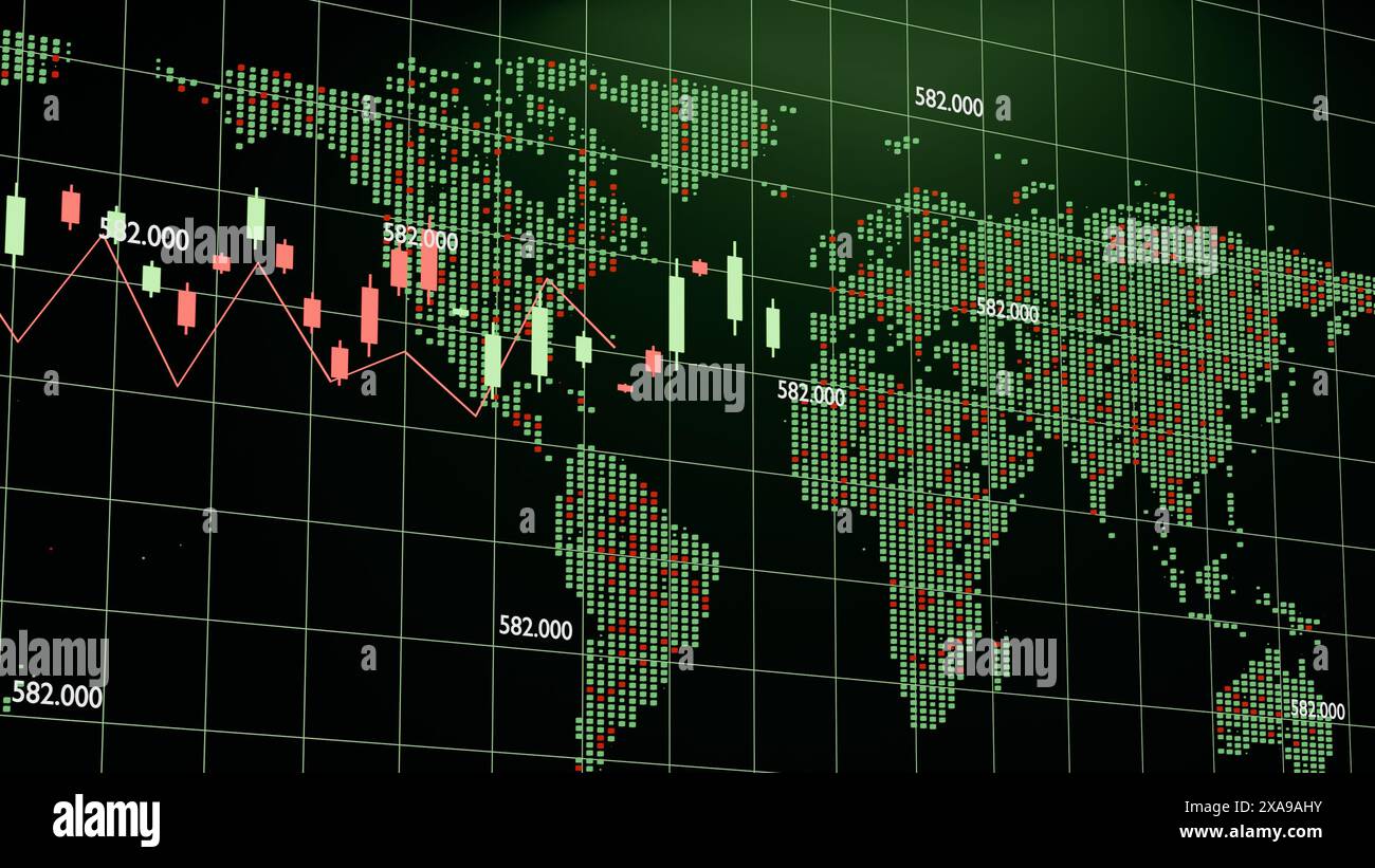 Global Financial Data Visualization: Digital World Map with Trading ...