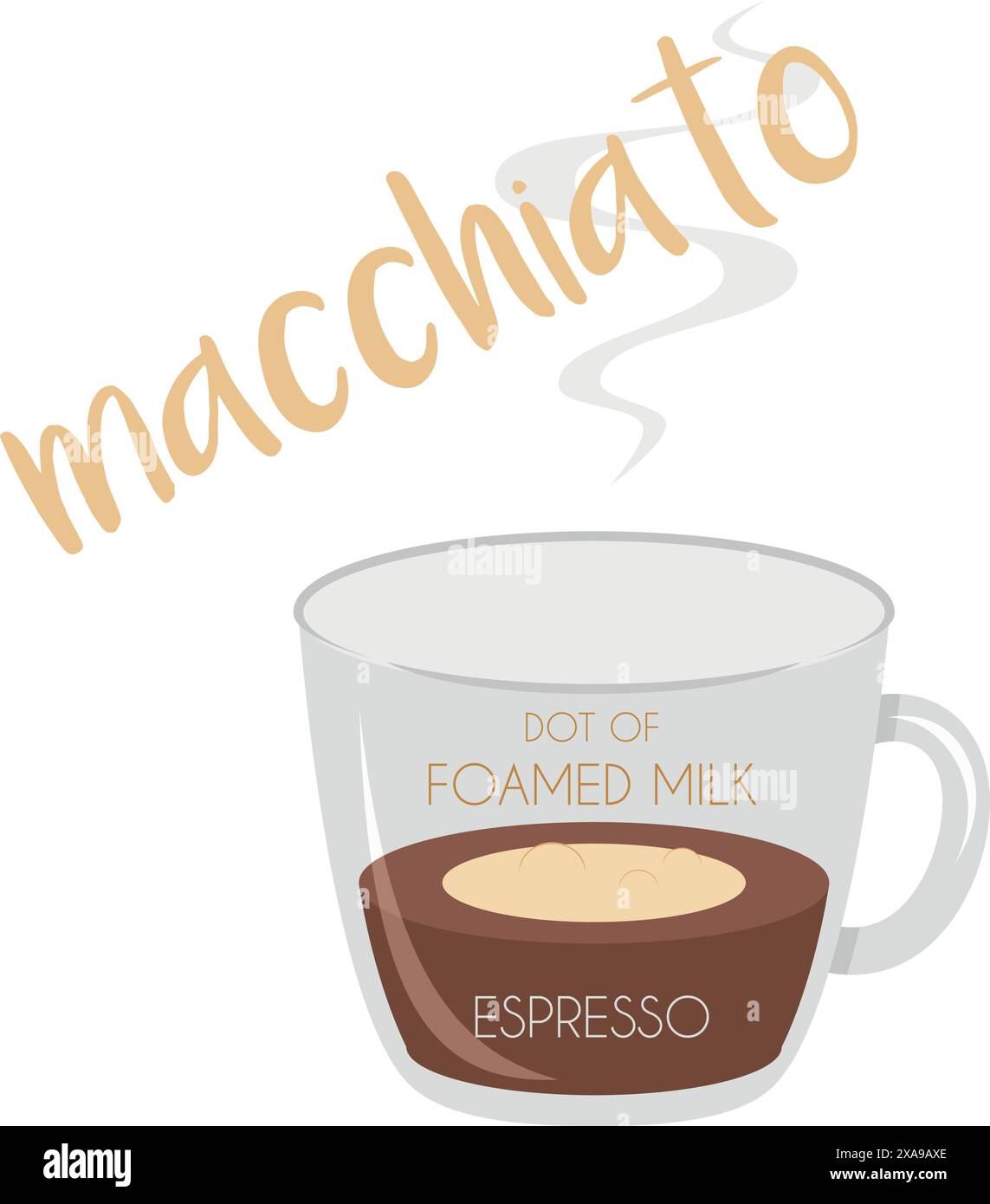 Vector illustration of a Macchiato coffee cup icon with its preparation ...