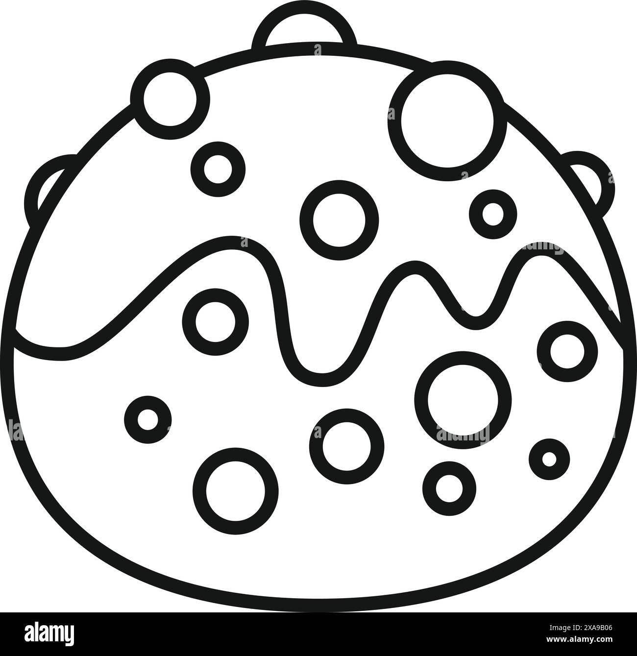 Simple line drawing representing a freshly baked chocolate chip cookie ...