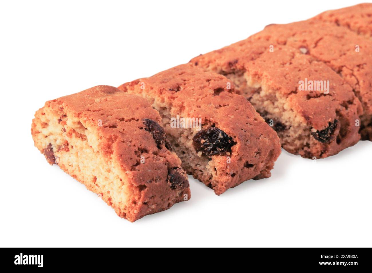 Shortbread cookies with raisins in bulk isolated on white background ...