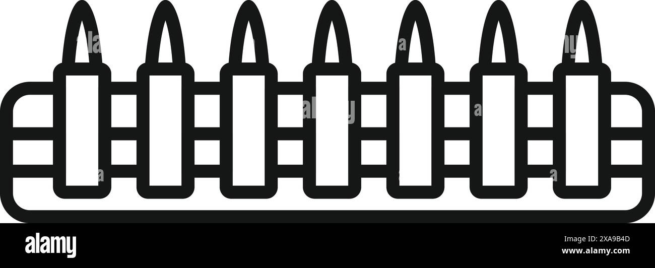 Simple line drawing representing the concept of bullets lined up in a ...