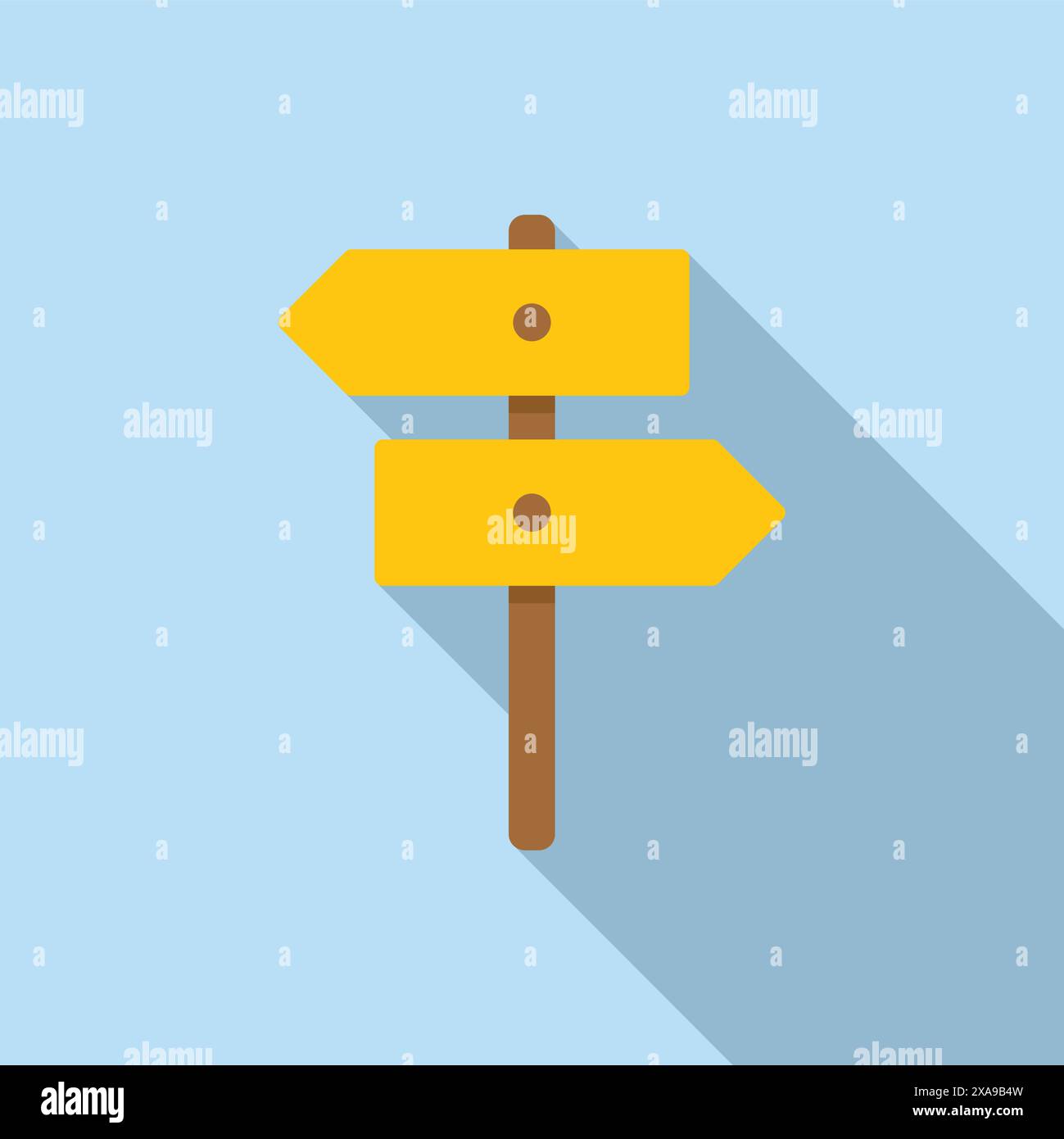 Two blank signposts pointing in different directions, symbolizing a ...