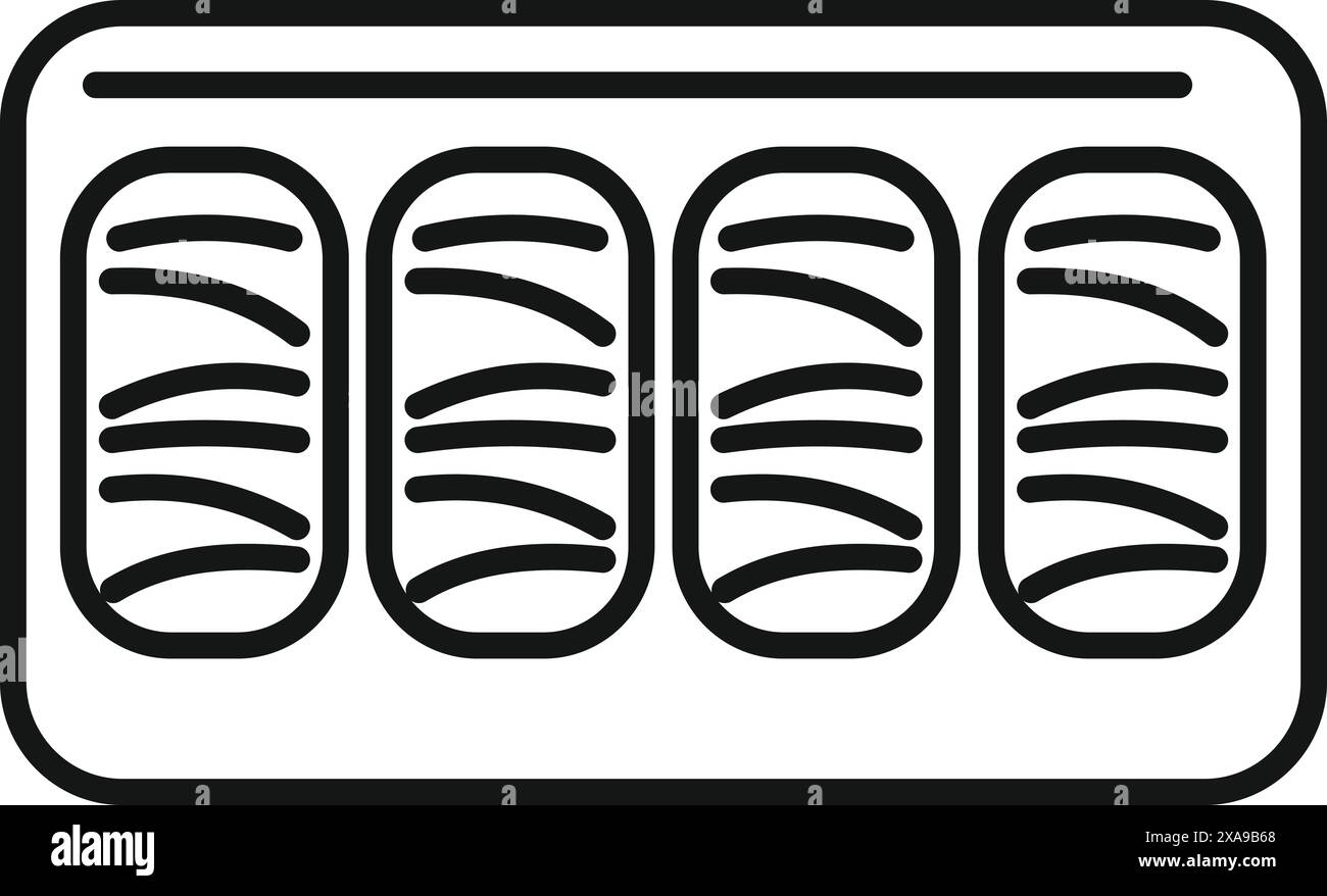 Minimalist and modern sushi set packaging icon with outline and line ...
