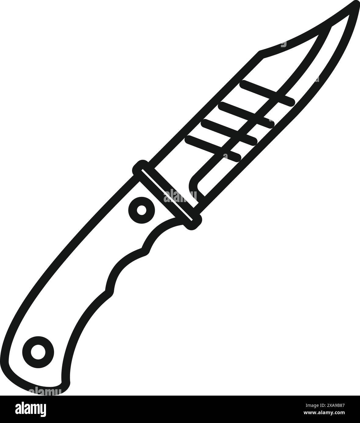 Showing a hunting knife with a serrated back, great for survival and ...