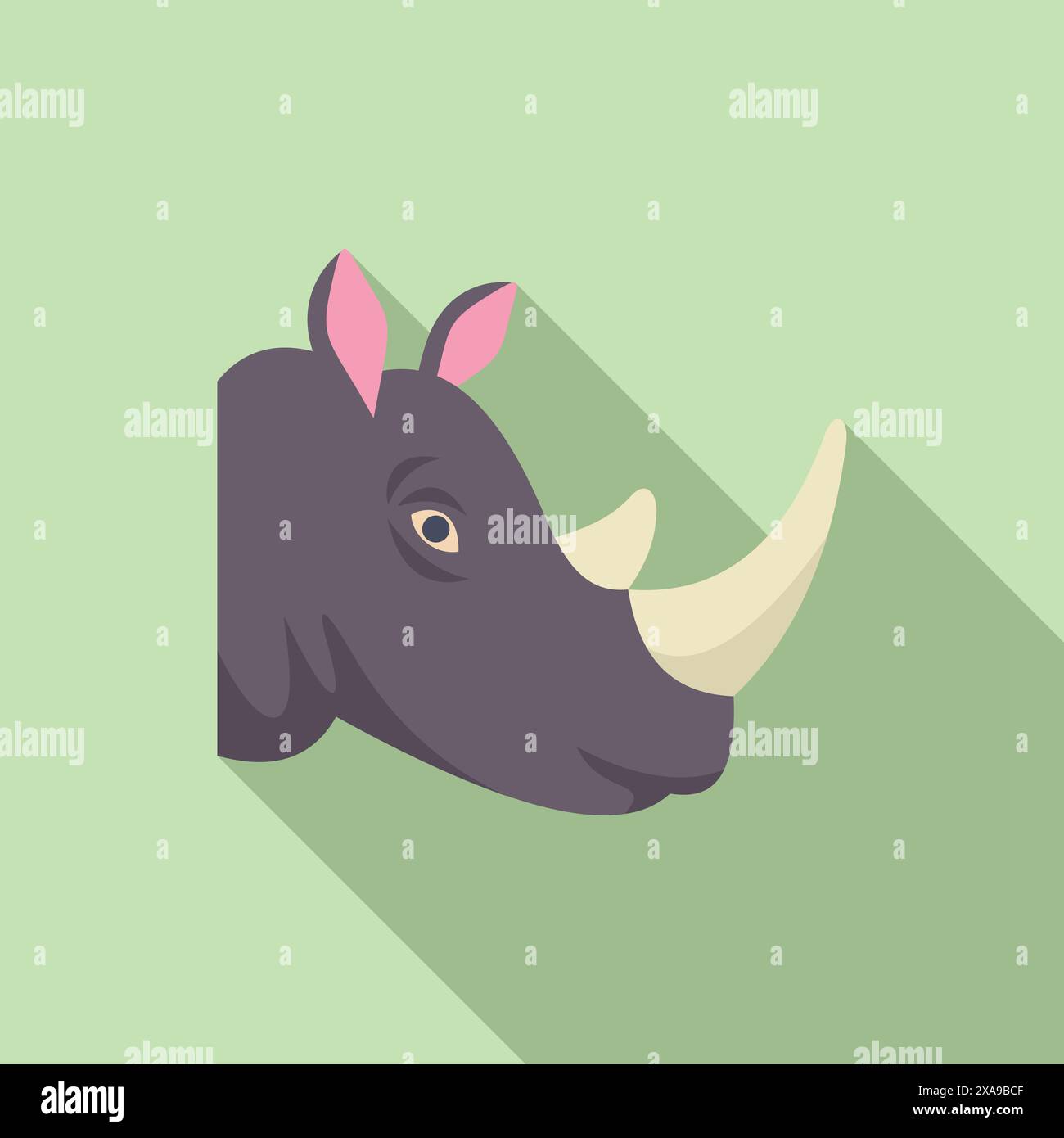 Powerful and strong african rhino with a large and heavy horn showing ...