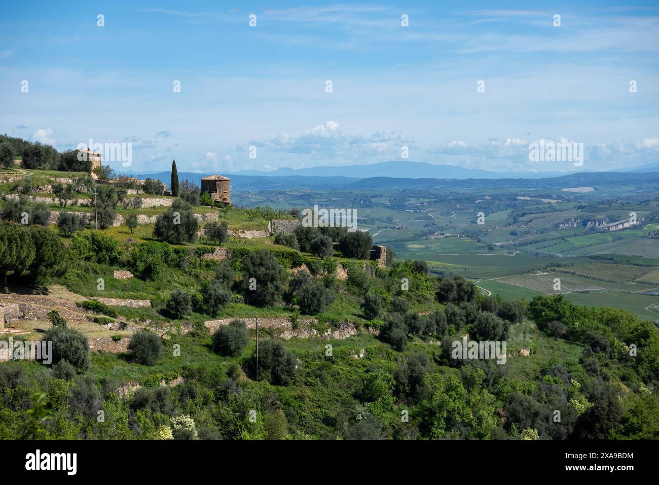 A beautiful view of classic countryside in rural Tuscany in Italy on a ...