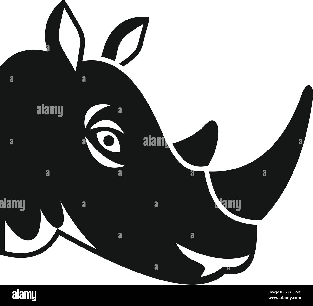 Strong powerful rhino head in solid black looking to the side Stock ...