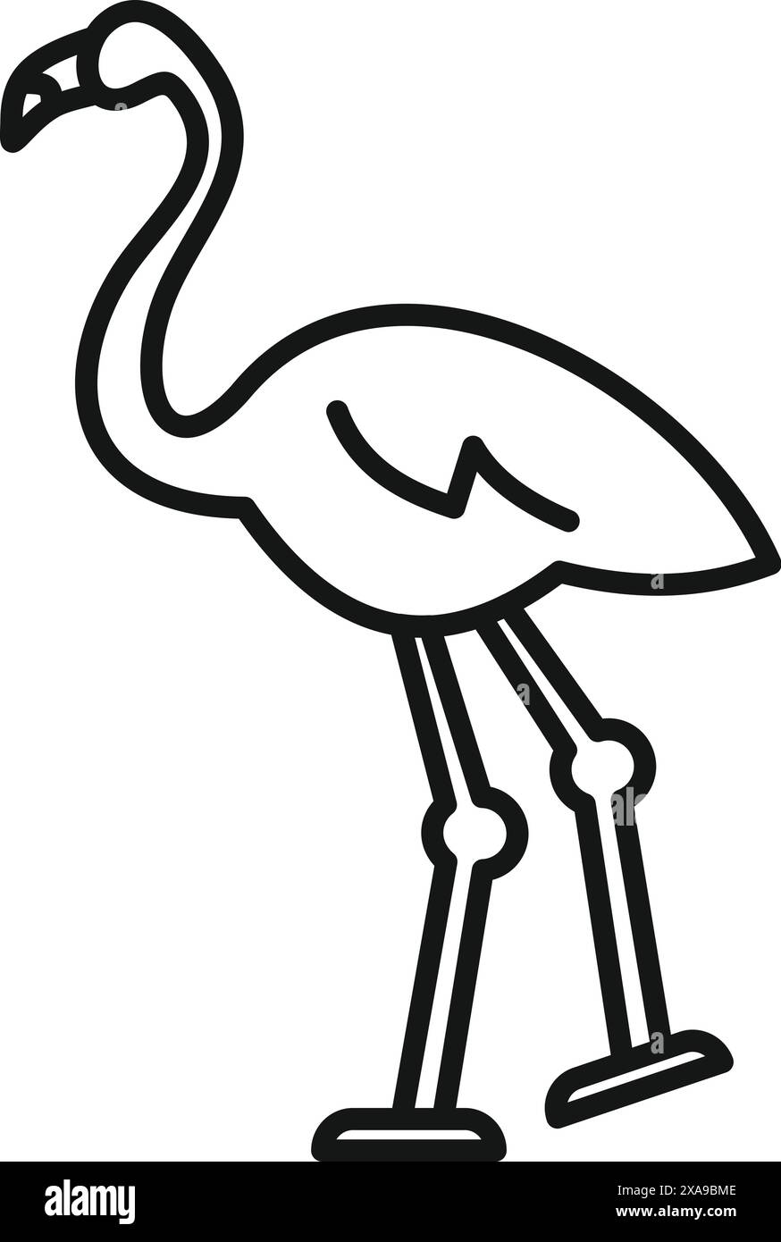 Simple line art capturing the elegance and beauty of a flamingo standing gracefully Stock Vector ...