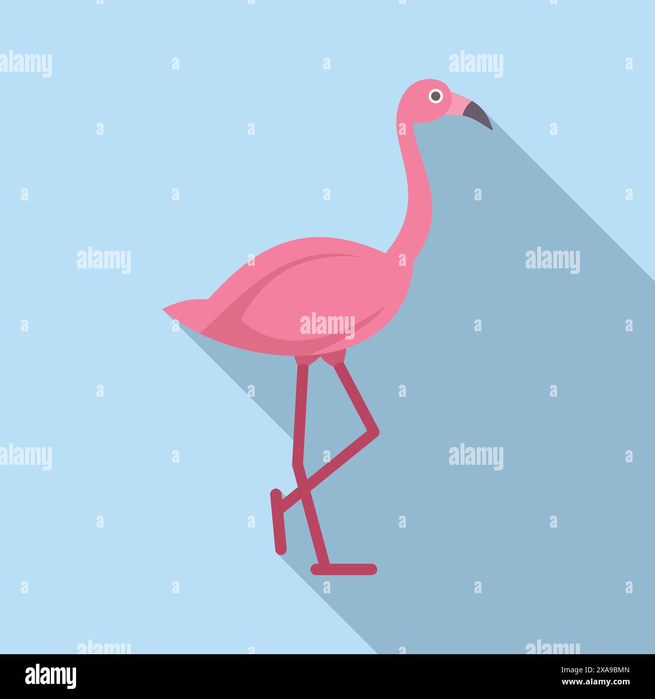 Minimalist vector illustration of a pink flamingo walking with its long ...