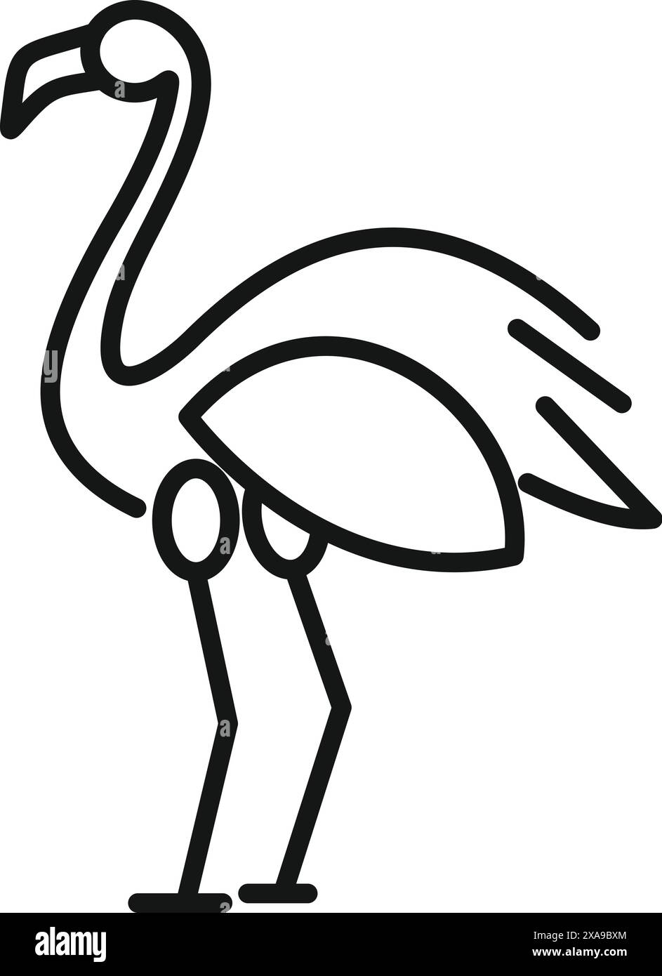 Simple line art illustration of a flamingo standing on its long legs Stock Vector Image & Art ...