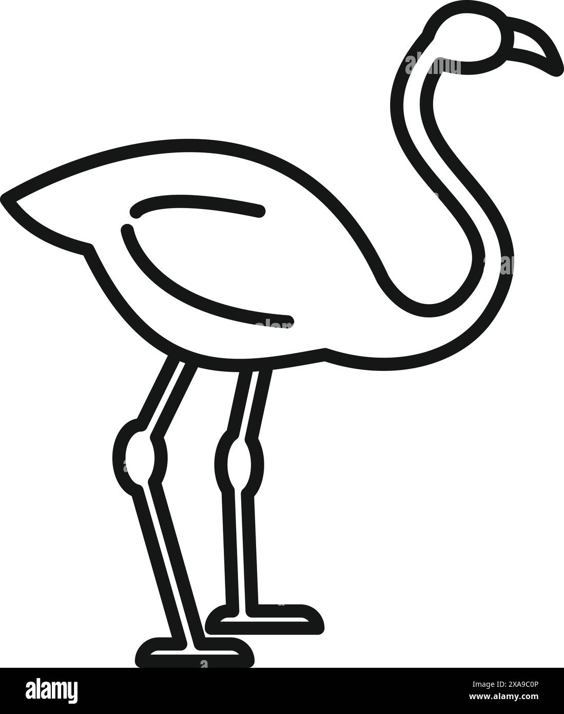 Simple line art icon of a flamingo standing on two legs Stock Vector Image & Art - Alamy