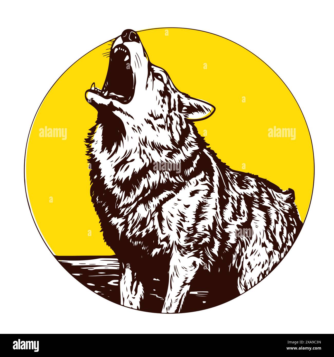 Wolf engraving Hand-drawn illustration. For posters, prints, designs ...