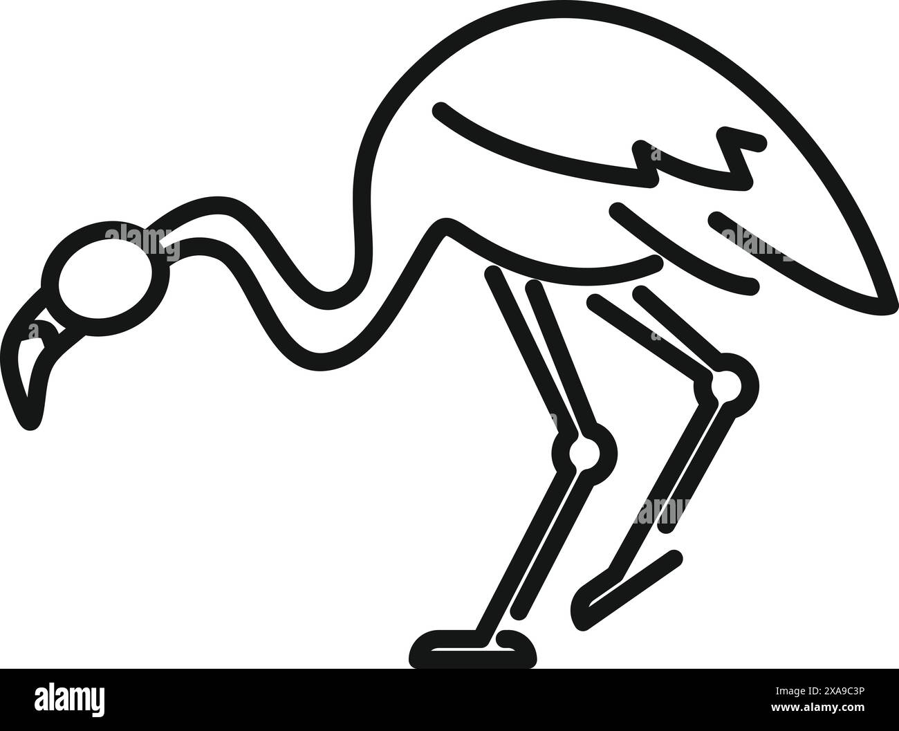 Graceful wading bird is depicted with its head down, foraging in the ...