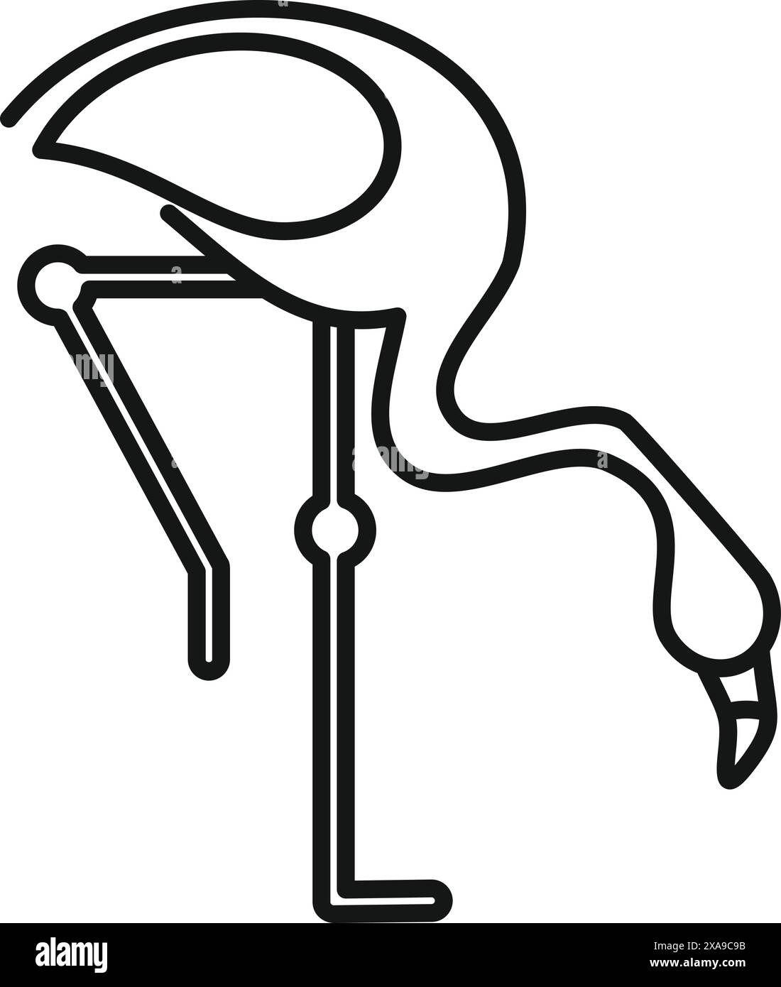 Simple line drawing of a flamingo standing on one leg, great for ...